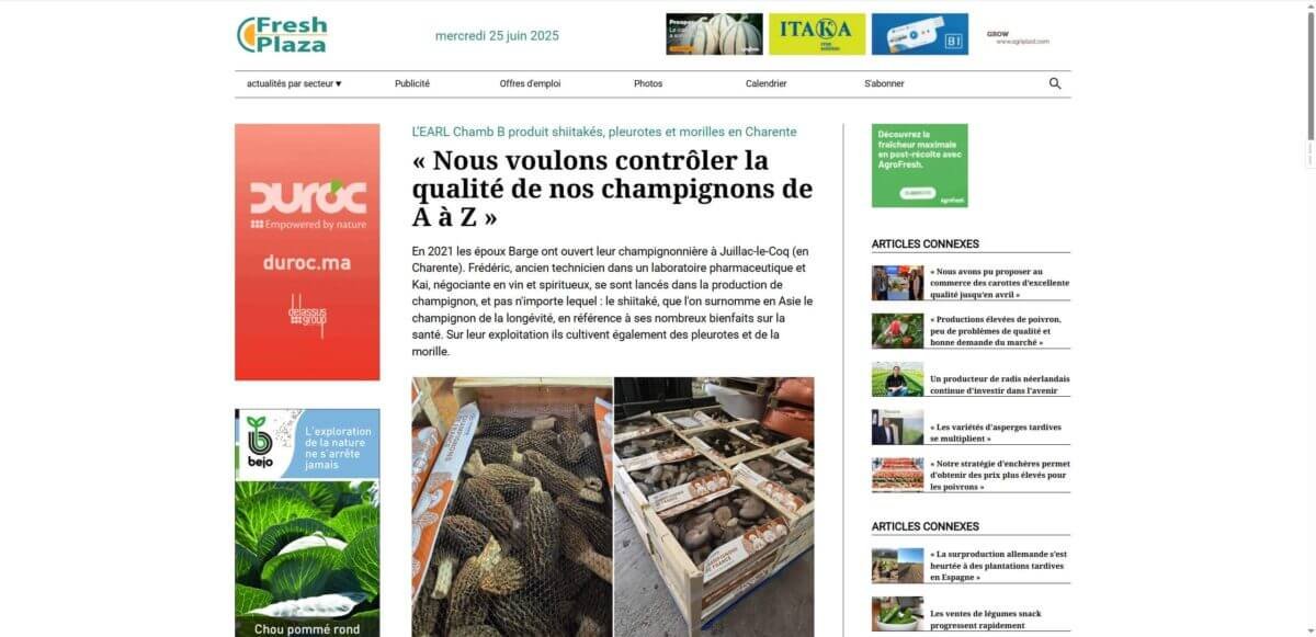 Cham B Featured Again in FreshPlaza - Cham B